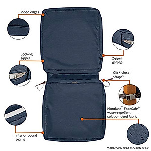 Classic Accessories Montlake FadeSafe Water-Resistant 44 x 20 x 3 Inch Outdoor Chair Cushion Slip Cover, Patio Furniture Cushion Cover, Heather Indigo, Patio Furniture Cushion Covers
