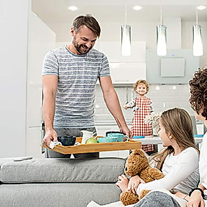 Pipishell Bamboo Serving Tray with Handles Rectangular Wooden Breakfast Tray Works for Eating, Working, Storing, Used in Bedroom, Kitchen, Living Room, Bathroom, Hospital and Outdoors-17x13x2inches