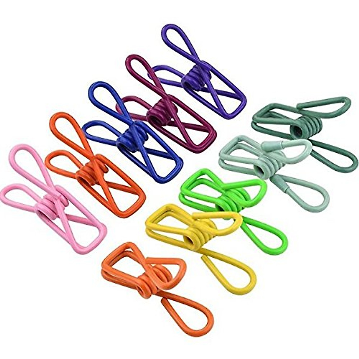 WOIWO 30Pcs Multi-Purpose Stainless Steel Wire Clips Pins Hanging Clips Hooks Assorted Colors