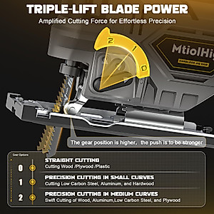 Cordless Jig Saw For Dewalt 20V/18V Battery, Brushless jigsaw tool with Variable Speed, LED Light, 0°-45° Bevel Cuts, 3-Position Orbital Action for Straight/Curve/Circle Cutting (Battery Not Include)