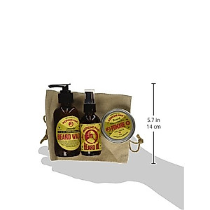 Medicine Man's Beard & Mustache Care Kit: Itchy Beard Wash 4,7 FL OZ, Anti Itch Beard Oil 2 FL OZ, Beard & Mustache Balm 2 FL OZ - in a Mustache Stamped Linen Pouch