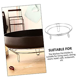 Mobestech Stainless Steel Pot Rack Desktop Tripod Heavy Duty Tripod Stainless Steel Saute Pan Wok Ring for Gas Stove Korean Pot Wok Ring for Electric Stove Stainless Steel Silver Pan Rack