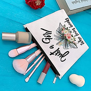 GevGuxLuo Book Lovers Gifts, Book Makeup Bag for Women with Mirror, Birthday Gifts for Daughter Sister Bestie Librarian Readers Who Loves Books, Bookish Gifts Cosmetic Bag Zipper Pouch for Book Lovers