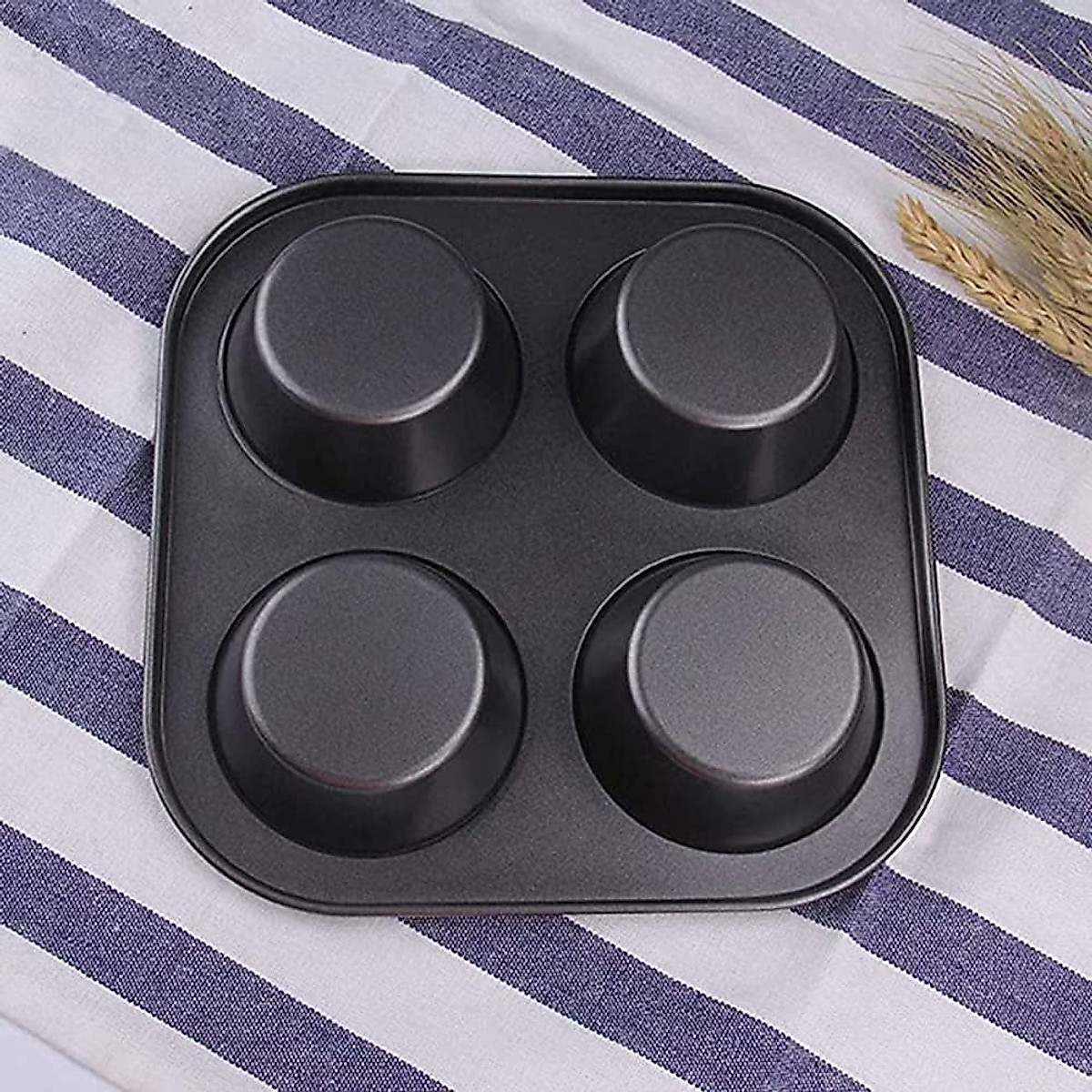 CZ-XING Cupcake Bakeware Pan and Muffin Cake Pan，4 Cup/Non Stick Carbon Steel Cupcake Baking Pan Quick Release Coating Oven Cake Tray Molds (Black 3Pcs)