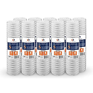 Aquaboon 5 Micron 20"x4.5" String Wound Sediment Water Filter Cartridge | Whole House Sediment Filtration | Compatible with PC40-20, WP1BB20P, 355222-45, WPP-45200-01, WPP-45200-01, 84650, 10-Pack