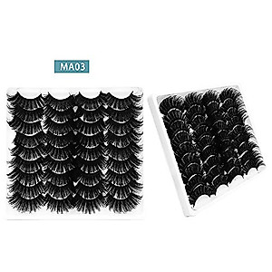 AMSDCN NEW 18pair Fluffy Lashes Mink Hair False Eyelashes 20mm-25mm 3d Lashes Dramatic Long Messy Natural Lashes Makeup Mink Eyelashes (MA03)