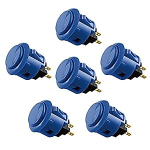 Sanwa 6 pcs OBSF-24 Original Push Button 24mm - for Arcade Jamma Video Game & Arcade Joystick Games Console (Dark Blue), Use for Arcade Game Machine Cabinet S@NWA