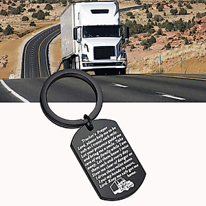 WSNANG Truck Driver Gifts Keep Me Safe Get Me Home Trucker's Prayer Keychain Gift for Truck Drivers Dad Husband (Trucker's Prayer Black DT)