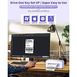 Phomemo 4x6 Shipping Label Printer for Small Business - High Speed Thermal Label Maker Work with Windows,Mac,Linux&Chrome OS, Direct Thermal Printer Support Shipping, Barcode, Household Label and More