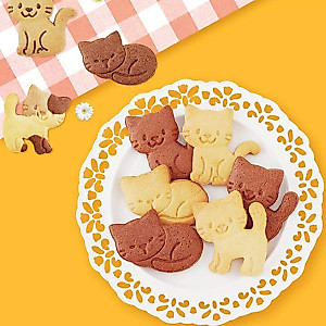 GOODFEER Cookie Cutters Cat Shape,3pcs Animal Cookie Stamps for Baking, bladeless safety Baking Molds For Biscuit