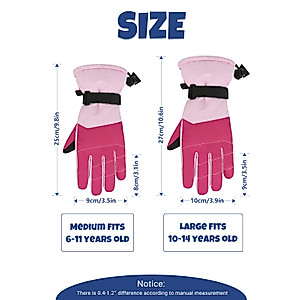 Century Star Kids Waterproof Gloves Snow Gloves Warm Winter Gloves for Kids Boys Girls Ski Gloves Sport Mittens Black 10-14 Years