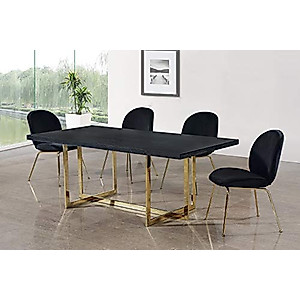 Meridian Furniture Paris Collection Modern | Contemporary Velvet Upholstered Dining Chair with Polished Gold Metal Legs, Set of 2, 19.5" W x 25" D x 34.5" H,