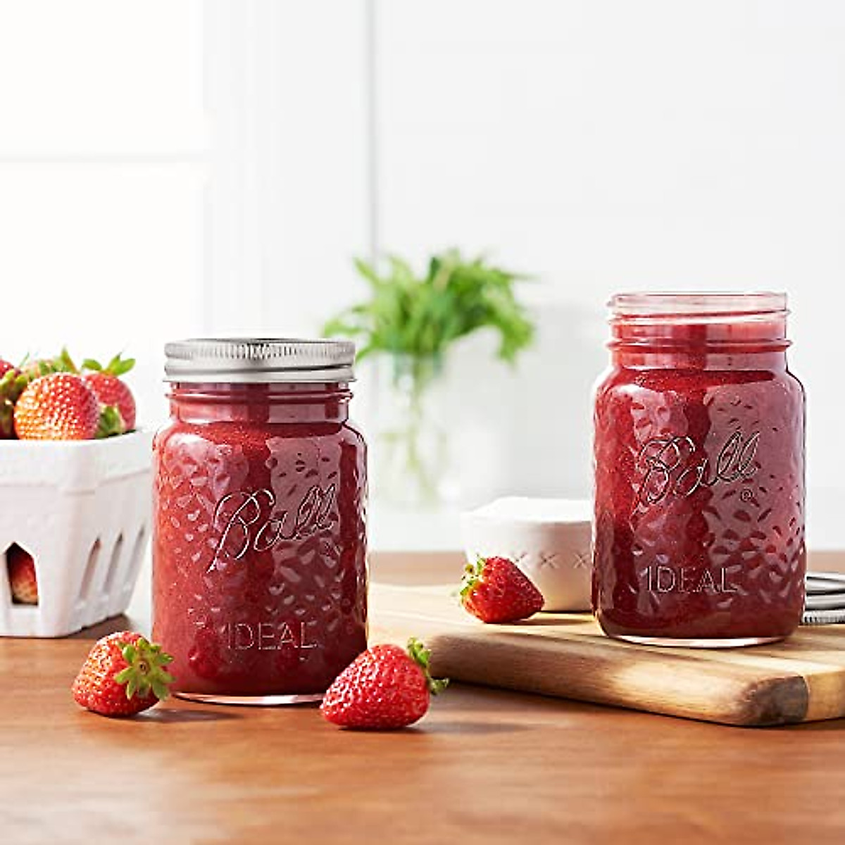 Ball Jar Rose Vintage Regular Mouth Pint Canning Jars, 4 Pack