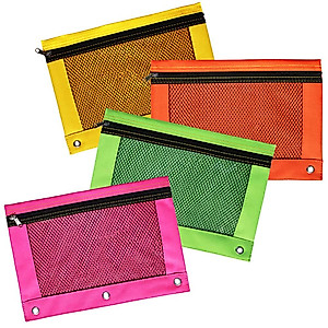 OMURA Colorful Pencil Pouch with Mesh Window, Zippered & Standard 3-Ring Binder, Pack 8