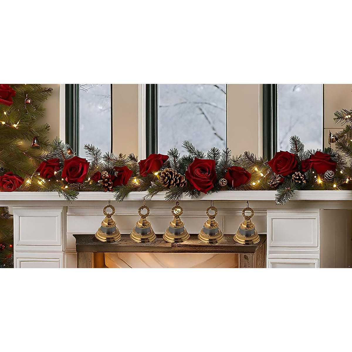 HANDTECHINDIA Brass Silver Plated 2 '' Bells Christmas Decoration Jingle Bell Sleigh Bell Jingle Bell Crafts Christmas décor Home décor Elephant décor Bells Musical Instrument Accessory. (10)