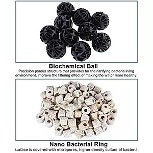 SimiAqua Biological Filter Media - Bio Balls Ceramic Rings Set with Mesh Bag for Aquarium Filter, Pond and Fish Tank (500g, 1.1lb)