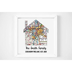 New Home Gift Housewarming Gift Map Art Gift Family Established Sign Last Name Art Family Art Framed Art Gift for New Home Realtor Gift