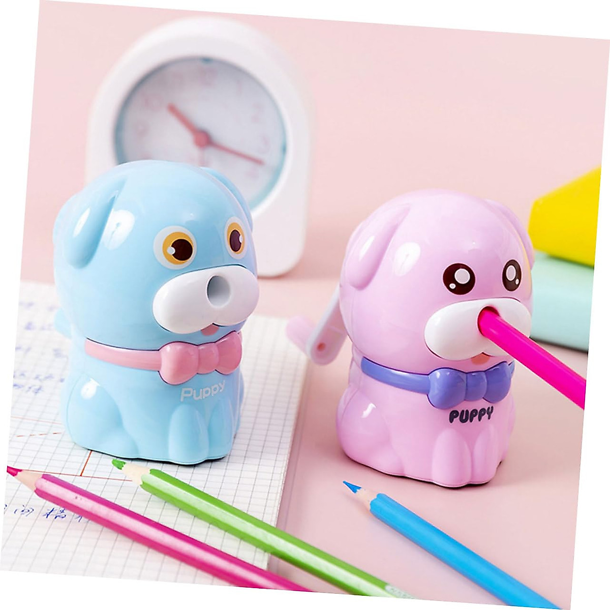 STOBOK Puppy Pencil Sharpener for Kids Manual Pencil Sharpener Mini Cute Manual Pencil Cutter for School Supplies Classroom Stationery Accessories, Pink