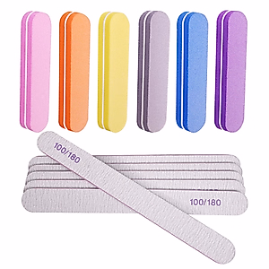 Nail File and Buffer Set (12 Pcs), Nail Files for Gel Nails Acrylic Natural Nails, limas para unas acrilicas Professional Manicure Nail File Kit 100/180 Grit Emery Board Filer Buffing Buffers Blocks