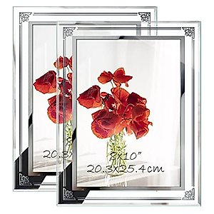 HORLIMER 8x10 Picture Frame Set of 2, Glass Photo Frame 8 by 10 for Tabletop, Horizontally or Vertically