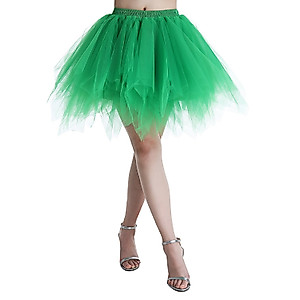 Adult Women 80's Plus Size Tutu Skirt Layered Tulle Petticoat Halloween Tutu Dark Green