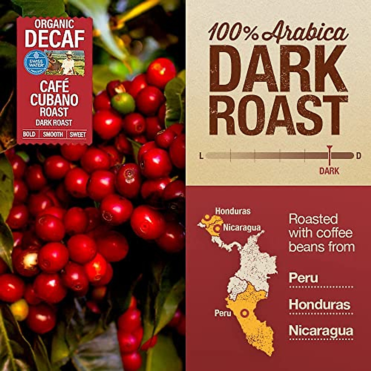 Mayorga Decaf Dark Roast Coffee 2lb bag Café Swiss Water Decaffeinated Cubano Roast Coffee - 100% Arabica Whole Coffee Beans - Smoothest Organic Coffee - Specialty Grade, Non-GMO, Direct Trade