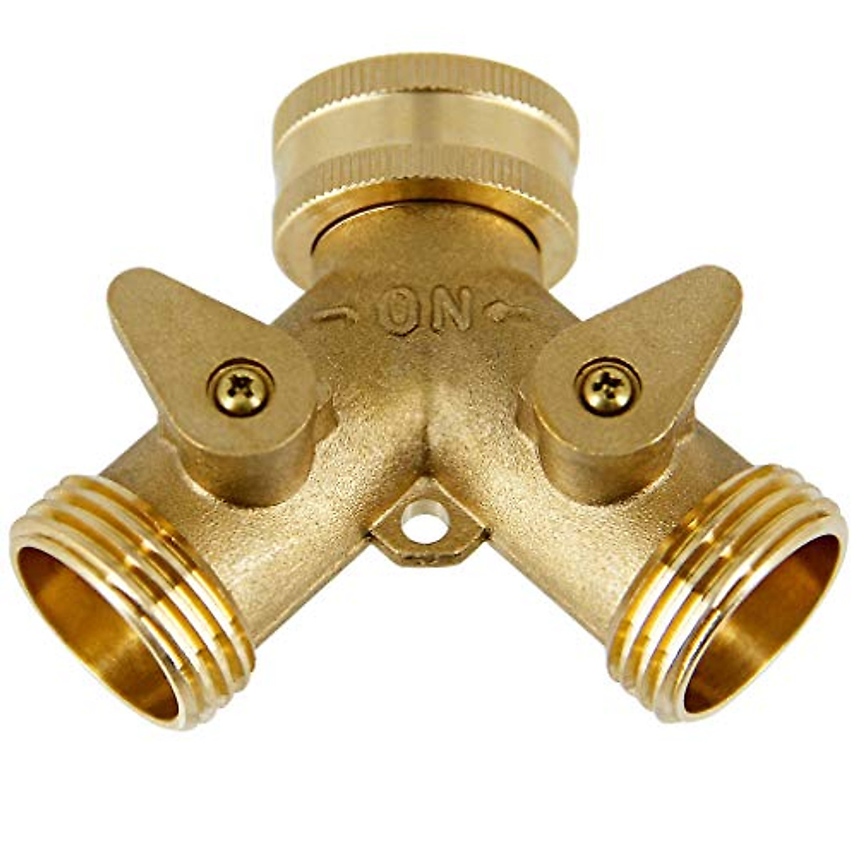 ATDAWN 2 Way Brass Hose Splitter, 3/4" Brass Hose Connectors, Y Connector Garden Hose Adapter, 2 Pack