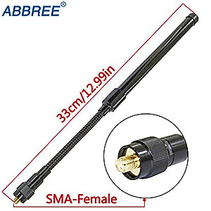 ABBREE AR-148 Gooseneck SMA-Female 2M/70CM 144/430Mhz Dual Band Tactical Antenna Compatible with UV-5R, UV-82，BF-F8HP,GT-3,UV-9R Plus,BF-888S Ham Two Way Radio