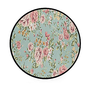 ALAZA Flower Classic Vintage Round Area Rug for Living Room Bedroom 3' Diameter(92 cm)