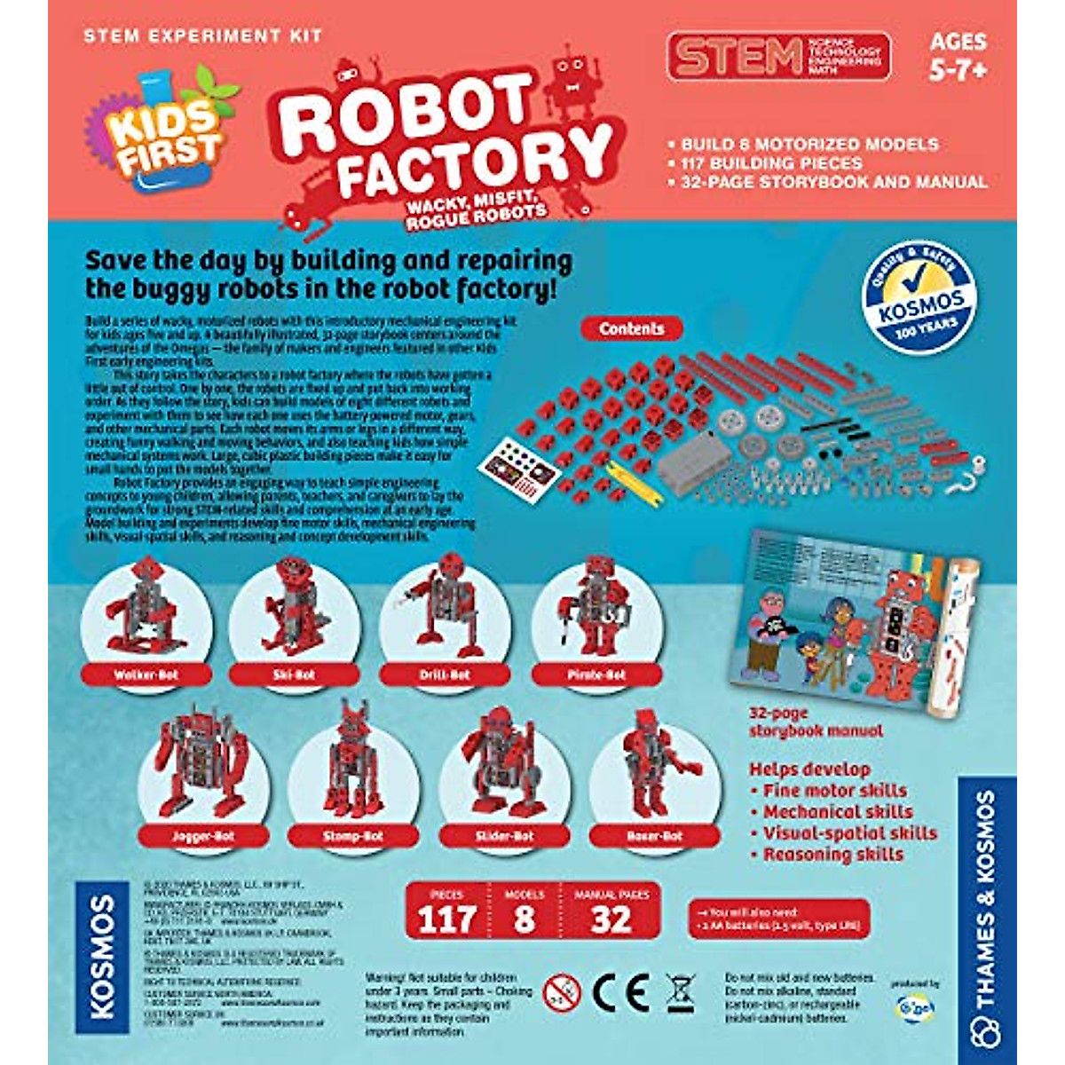 Thames & Kosmos Kids First Robot Factory: Wacky, Misfit, Rogue Robots STEM Experiment Kit | Hands-on Model Building for Young Engineers | Build 8 Motorized Robots | Play & Learn with Storybook Manual