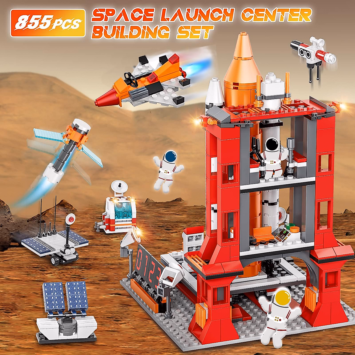 OKKIDY Space Exploration Shuttle Toys, City Aerospace Building Sets Toys for 6 7 8 9 10 11 12 Years Old Kids, 12-in-1 STEM Projects Rocket Building Toy Kit for Kids Boys Girls Aged 6+ (855Pcs)