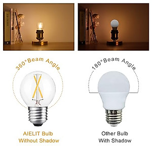 AIELIT Dimmable 2 Watt Globe LED Light Bulbs (25W Equivalent), Warm White 2700K, A15/A50 LED Bulb, E26 Medium Base, Antique Filament Edison Decorative Bulb for Chandelier, Ceiling Fan, 4 Pcs