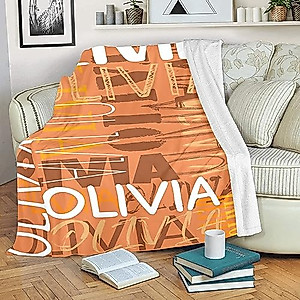 JOYXBUY Custom Blanket Personalized Throw Blanket Name Blankets Personalized Gifts for Women Men Kids Baby Boys Girls (Orange, 40” x 50”)