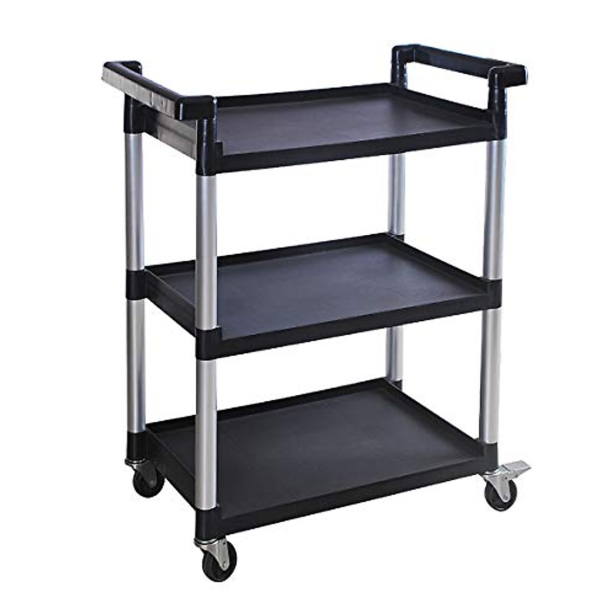 MaxWorks 80774 3-Shelf Utility Plastic Cart with Wheels-225 Lbs Maximum Capacity , Black