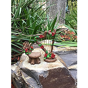 Miniature Rose Harp and Chair Set for The Fairy Garden - Miniature Garden Accessory for The Fairy Figurines by GlitZGlam