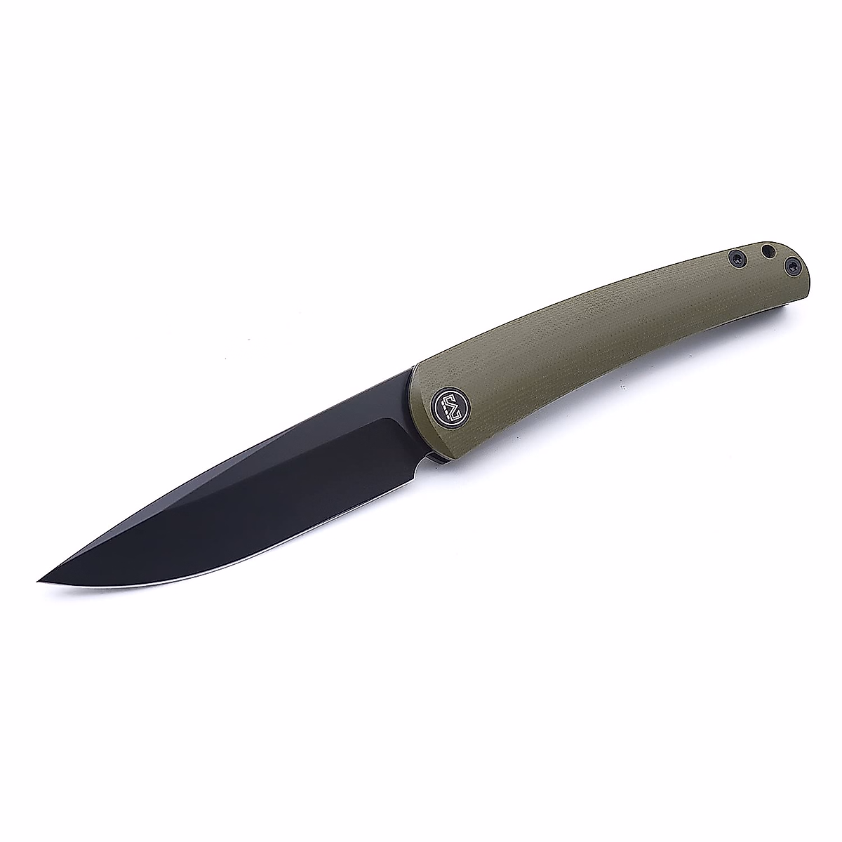 M Miguron knives Akri Front Flipper Folding Knife 3.5" Black PVD 14c28n Blade Green G10 Handle Pocket Knife MGR-801GN