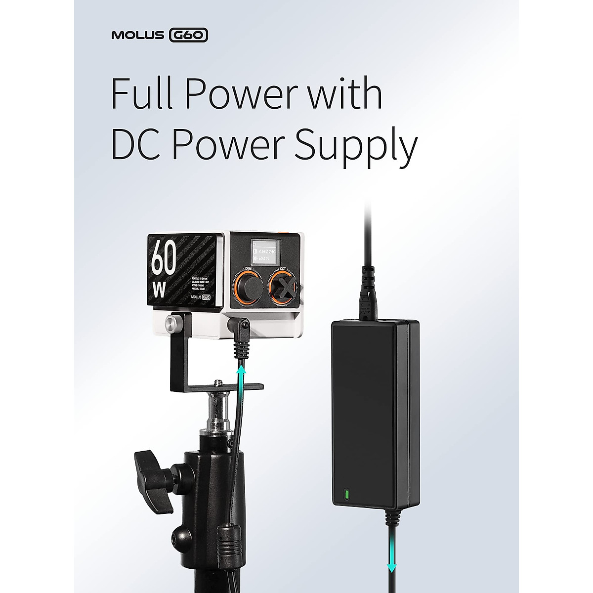 ZHIYUN Molus G60, Bi-Color Video Light, 300g Portable 60W COB LED Continuous Output Lighting, CRI≥96, TLCI≥97, Bluetooth App Control, ZY Mount Ecosystem DC/PD Power Supply