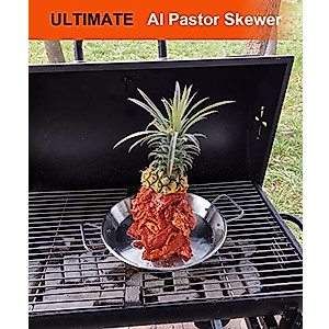 Vertical Skewer for Grill-Al Pastor Skewer Brazilian Vertical Spit Stand for Tacos Al Pastor, Shawarma, Kebabs, Gyros- BBQ Grilling Accessory with 3 Removable Spikes (8”, 10" and 12”)