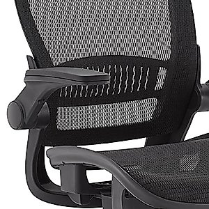 Amazon Basics Ergonomic Adjustable High-Back Mesh Chair with Flip-Up Arms and Headrest, Contoured Mesh Seat - Black