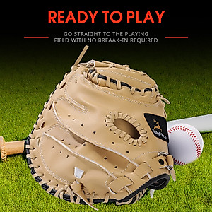 Baseball Glove,Baseball Softball Mitt for Kid Youth Adult,Baseball Right Hand/Left Hand Gloves,Infield Outfield Mitts (Khaki Left Hand Throw, 33 inch)
