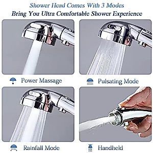 Handheld Shower Heads with Hose and Holder, High Pressure Shower Head with 3 Spray Settings and On/Off Switch Detachable Shower - (3-kit)
