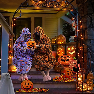 Easy-Going Oversized Flannel Wearable Blanket Hoodie for Adults, One Size Fits All, Purple