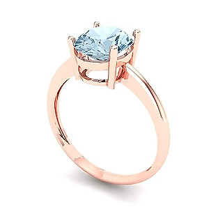 Clara Pucci 2.0 ct Oval Cut Solitaire Blue Simulated Diamond Engagement Wedding Bridal Promise Anniversary Ring 18K Rose Gold Size 4.25