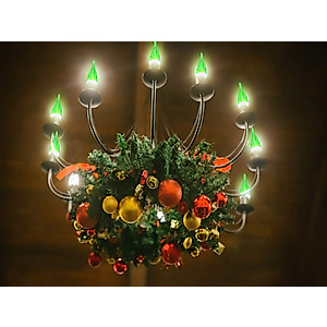 OMK 6 Pack Green LED Christmas Flame Effect Light Bulb Decorations E12 Base Candelabra Light Bulbs, Warm White Led Bulbs, Non-Dimmable Candle Light Bulbs for Party Holiday Decor Gifts