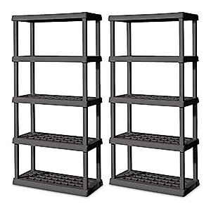 Sterilite Heavy-Duty 5-Shelf Ventilated Shelving Unit, Gray (2 Pack) | 0155V01