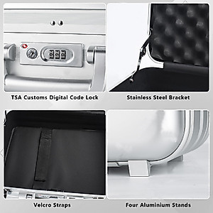 urecimy Medium 18.1X13.8X4.5 Inch Combination TSA Lock Aluminum Briefcase Metal Toolbox Cash Case 15.6 Inch Notebook Briefcase with Foam Silver