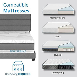 Boyd Sleep Ravenna Gray Linen Queen Size Fully Upholstered Platform Bed Frame with Adjustable Headboard - Easy Assembly, Noise Free, Modern Design, Durable & Sturdy Mattress Support