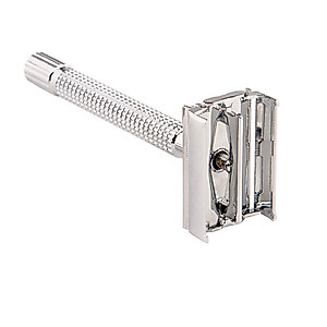 Butterfly Safety Razor Kit, WEISHI Chrome Long Handle Butterfly Open Double Edge Safety Razor With RIVERLAKE H3 Razor Holder Set (1 Razor, 1 Stand & 10pcs blades)