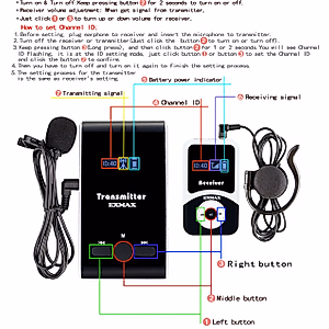 EXMAX ATG-100T 195MHz Wireless Tour Guide Acoustic Audio Voice Transmission System Microphone Earphone Headset for Church Translation Simultaneous Interpreting Tour Travel1 Transmitter 4 Receivers