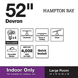Hampton Bay Devron 52 in. LED Indoor Matte White Ceiling Fan with Light Kit
